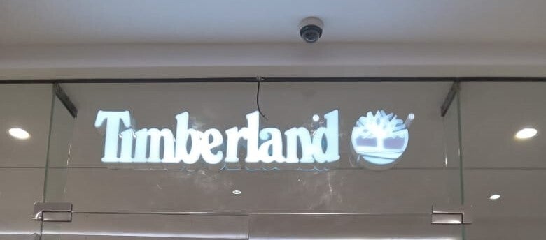 Illuminated sign for Timberland, done with Perspex Fabricated Letters.