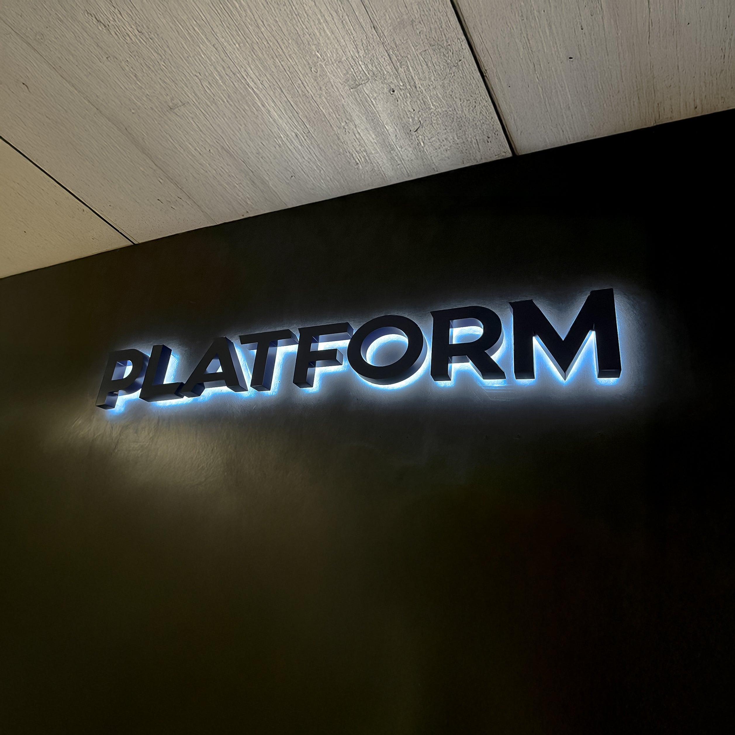 Backlit Halo Lit 3D Letters Installed for PLATFORM Office Branding