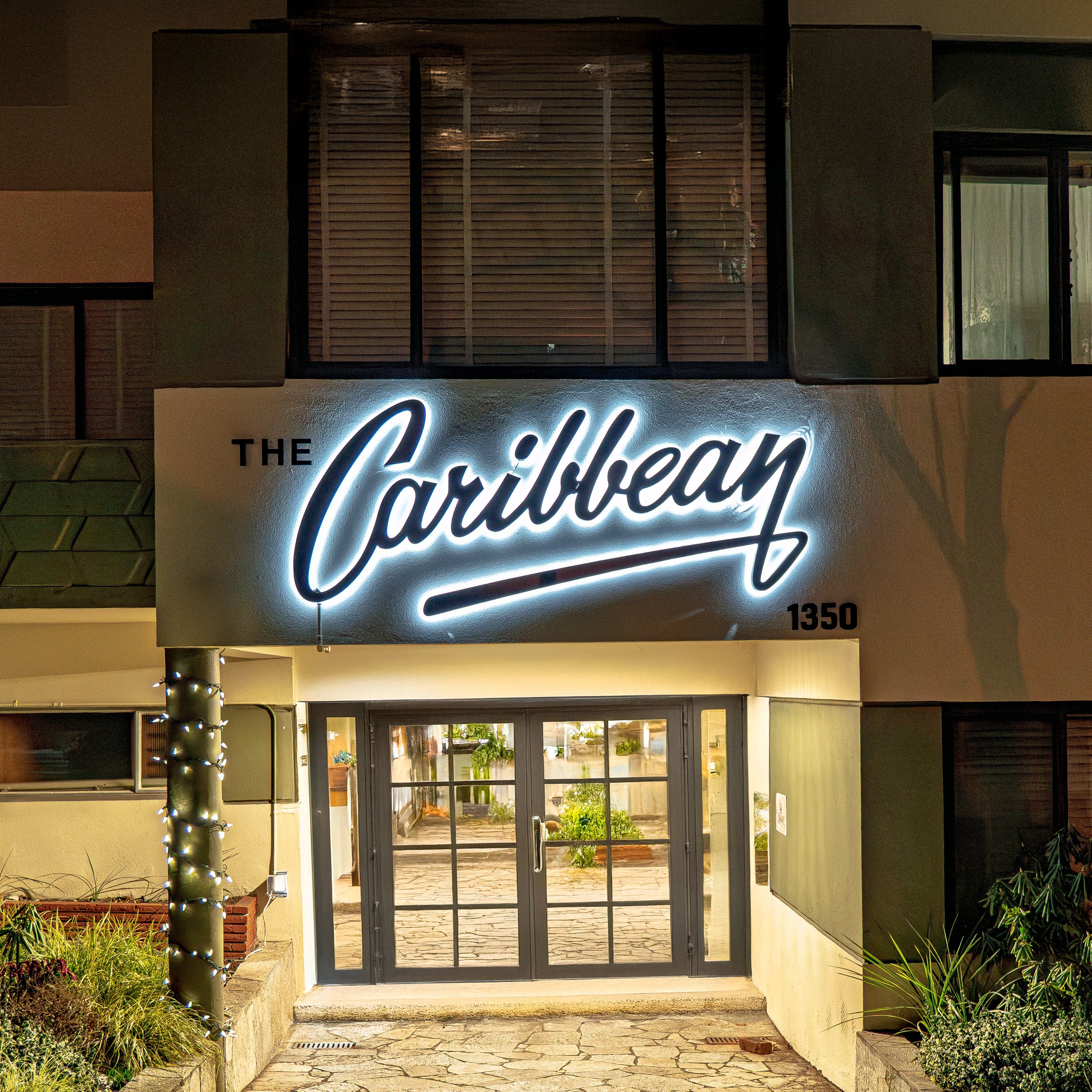 Halo-Lit Script Sign for The Caribbean Building