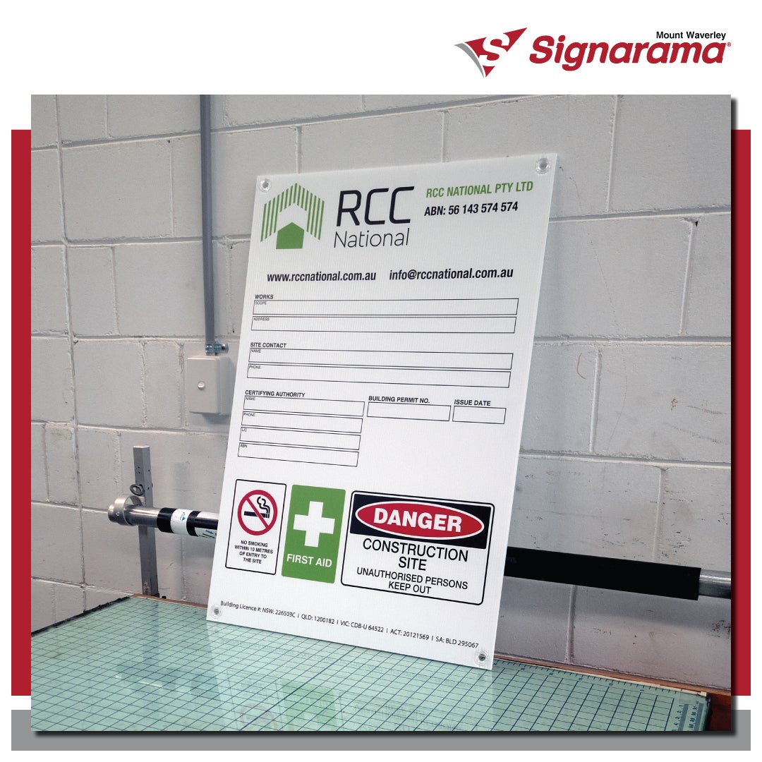 Coreflute Safety Site Sign, RCC National | Signarama, Mt Waverley