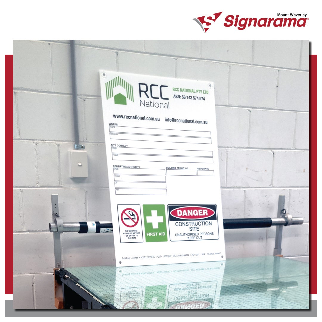 Coreflute Safety Site Sign, RCC National | Signarama, Mt Waverley
