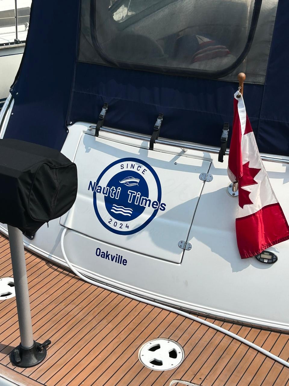 Custom Boat Decal for Nauti Times at Oakville Harbour