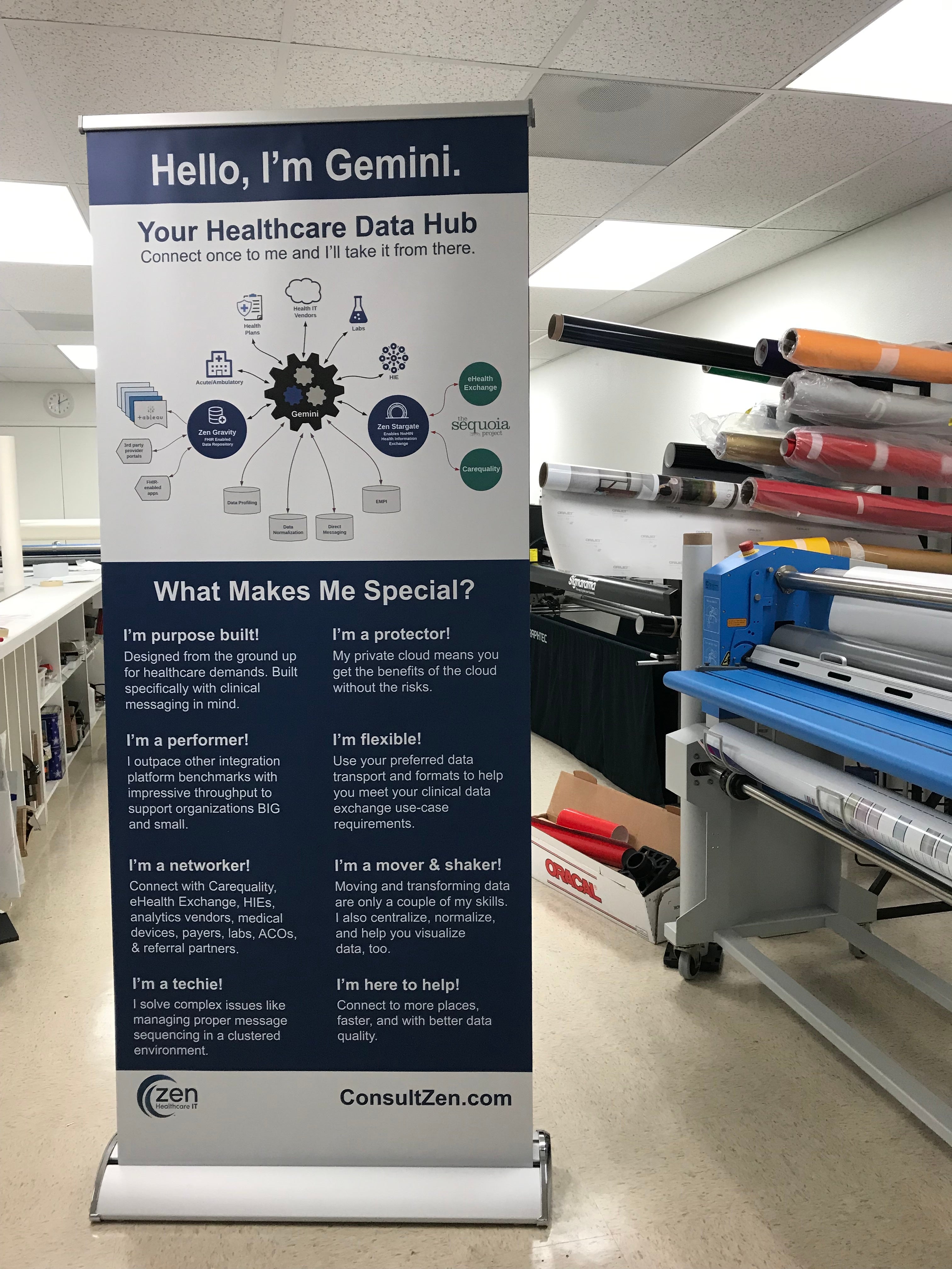 Custom Trade Show Banner for ConsultZen – “Gemini” Healthcare Data Hub