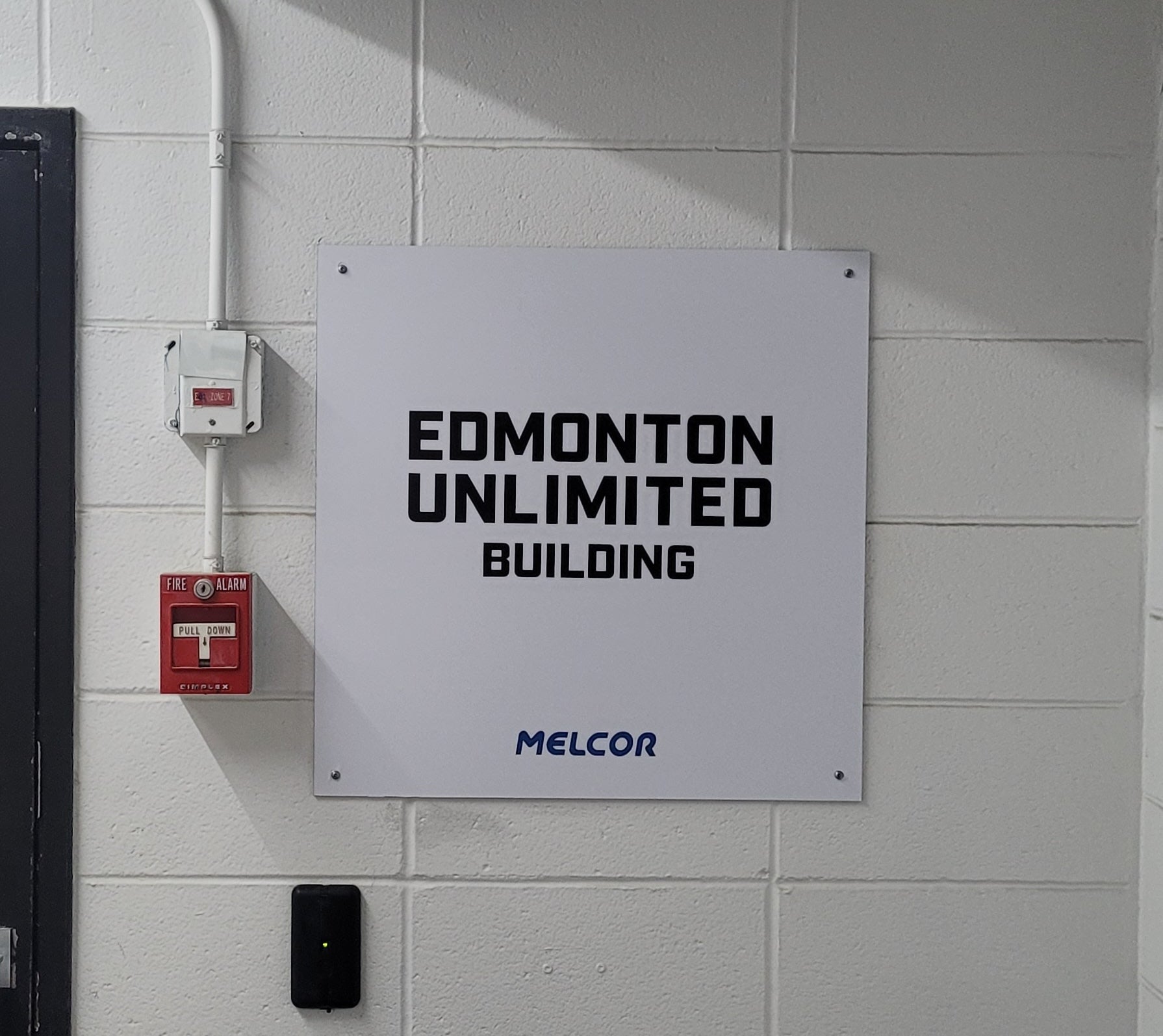 Signage for Melcor at the Edmonton Unlimited Building