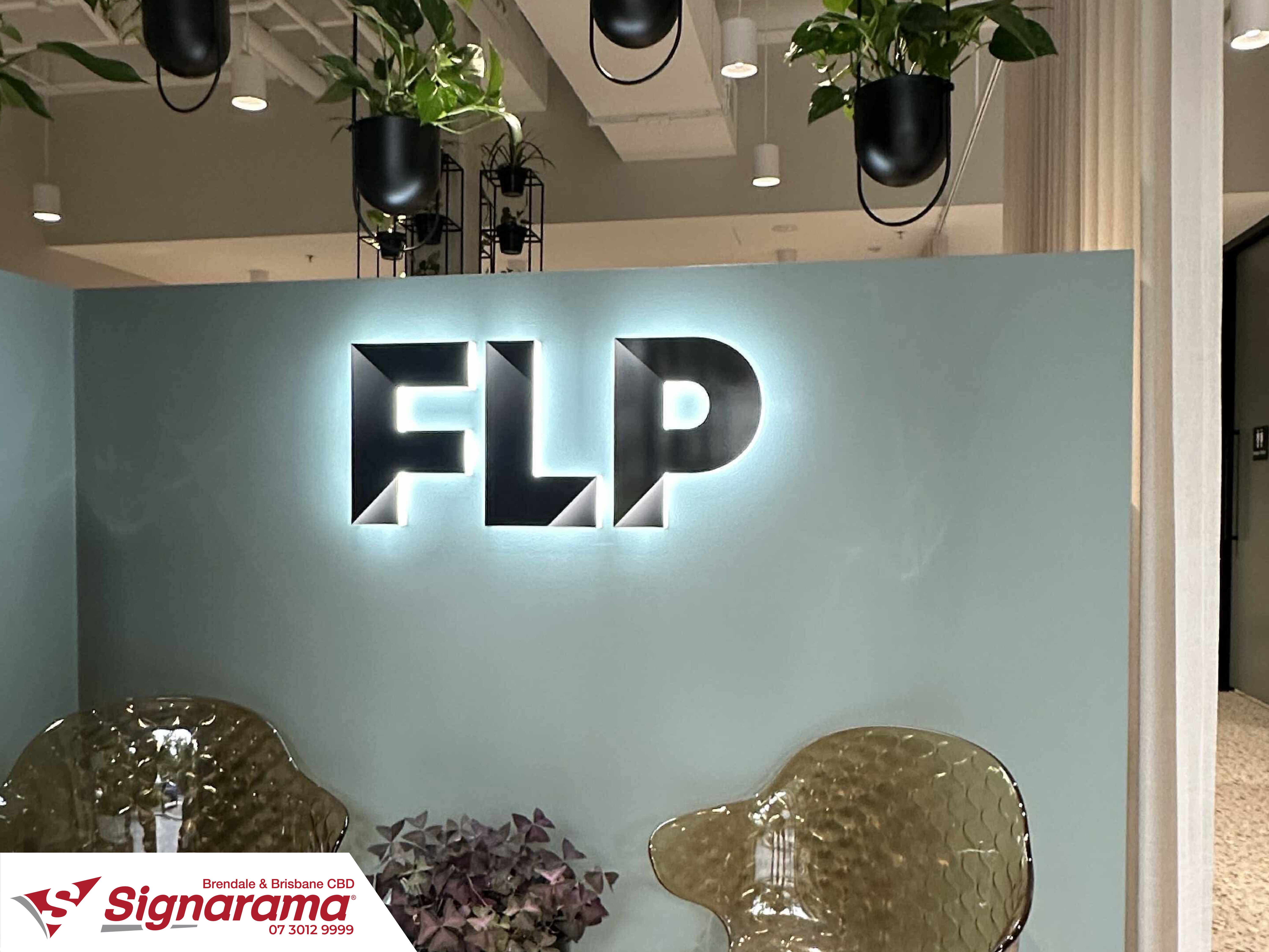 Illuminated Halo-Lit Reception Sign – FLP Family Law