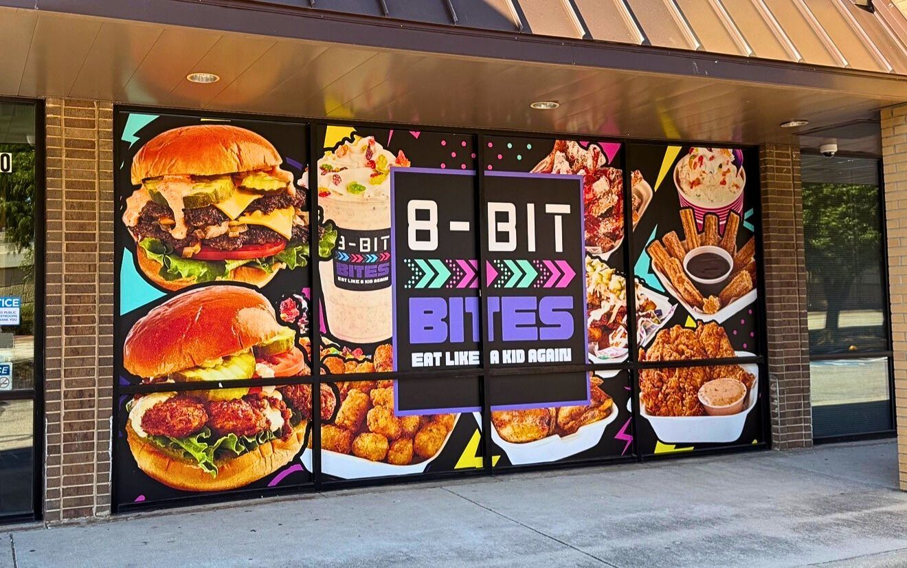 Transform Your Storefront with Bold Window Graphics Like 8 Bit Bites