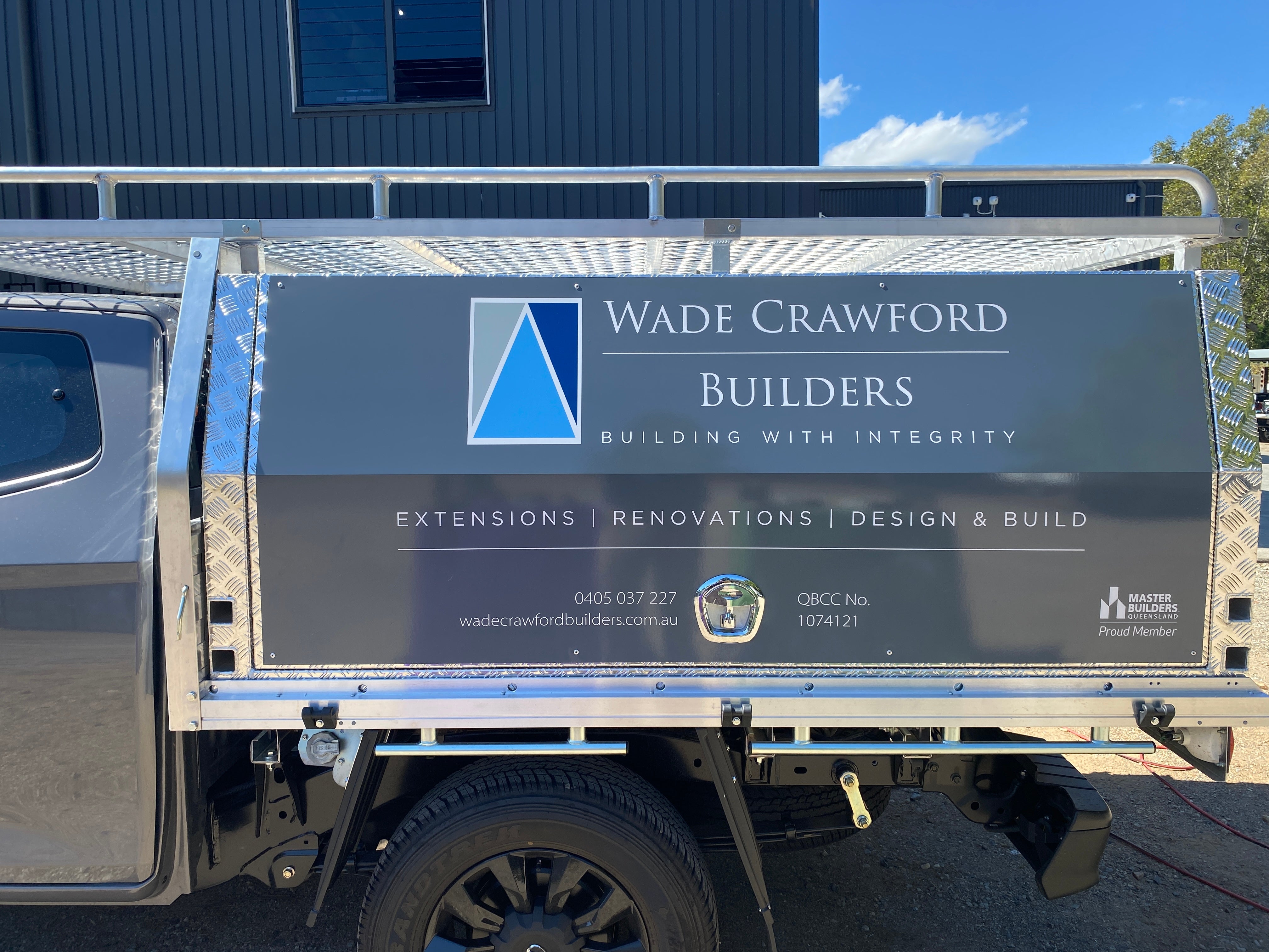 Custom Ute Toolbox Signage for Wade Crawford Builders