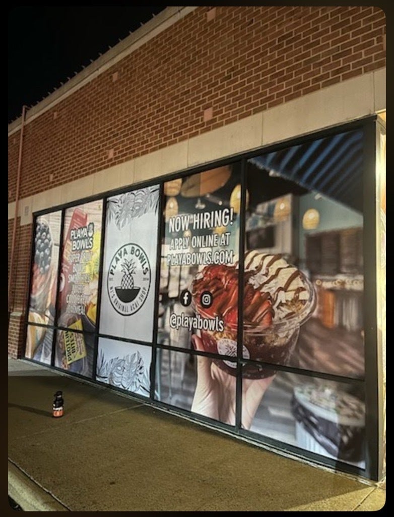 Playa Bowls Fair Oaks Construction Graphics | Vibrant Window Wraps for ...